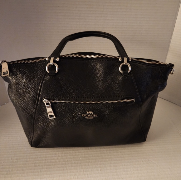 Coach | Bags | Coach 79997 Prairie Satchel Black Pebbled Leather ...